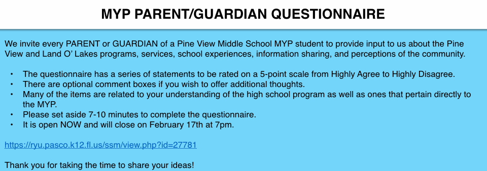 MYP PARENT:GUARDIAN QUESTIONNAIRE.001 | Pine View Middle School